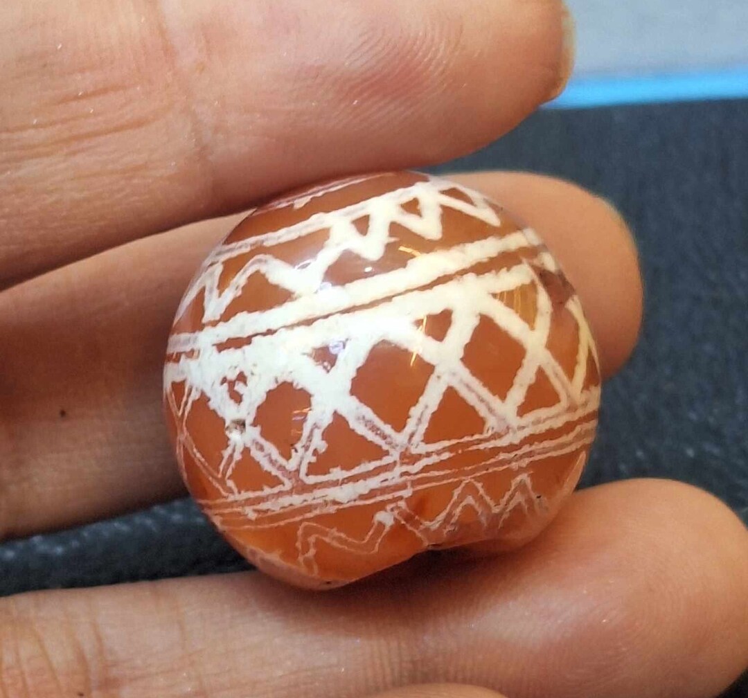 Authentic Original Antique Etched Amazing Weaving Carnelian Bead Chin ...