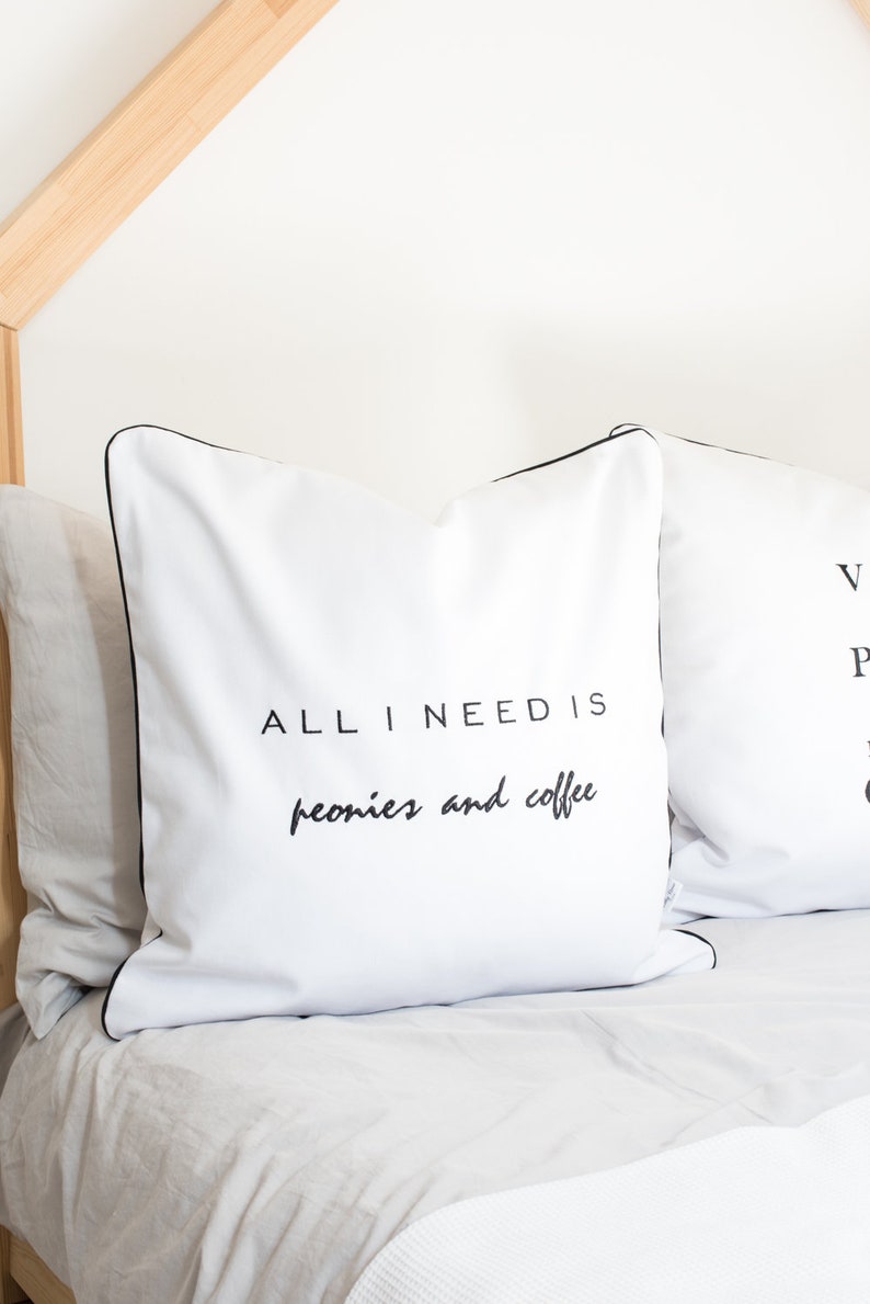 Embroidered Word Cushion Covertypography Pillowword - Etsy UK