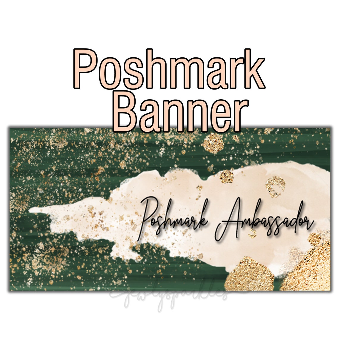 1 Poshmark Banner Gold Splatter Green Background Instant | Etsy