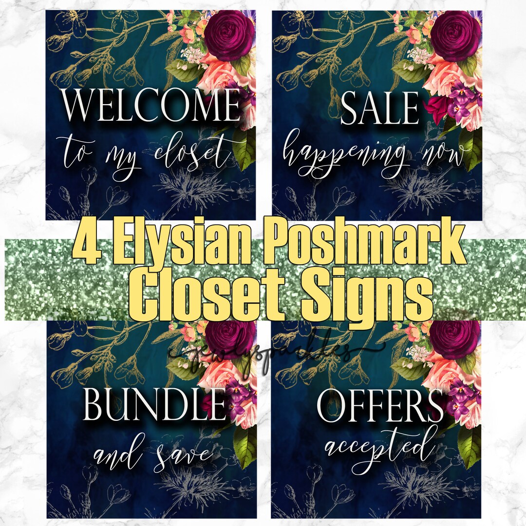 4 Elysian Floral Poshmark Closet Sale Signs Instant Digital Download - Etsy