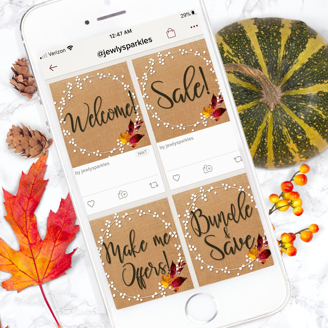 4 Fall Autumn Poshmark Closet Advertisement/sale Signs Digital - Etsy