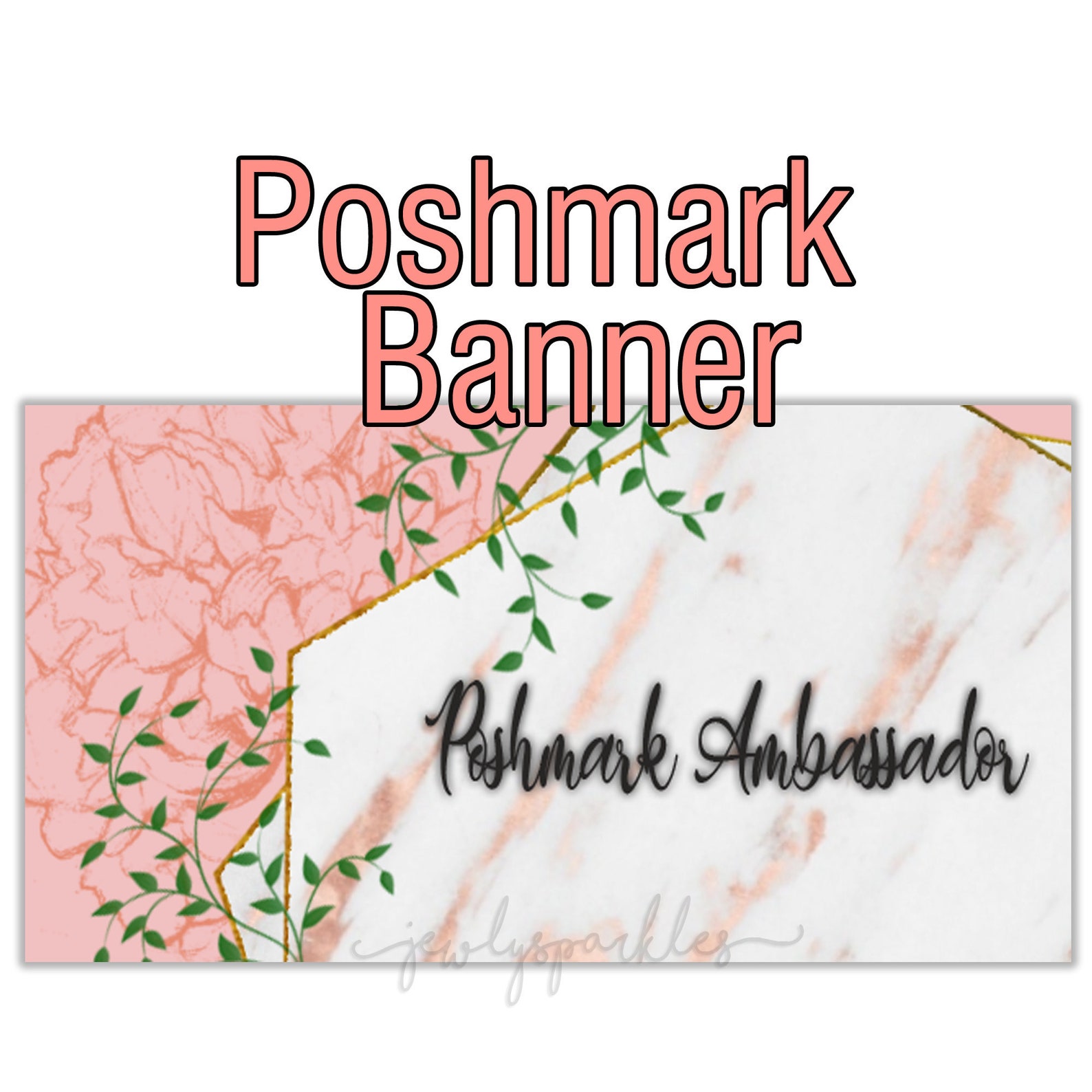 1 Poshmark Header Banner Rosegold Marble Spring Digital | Etsy
