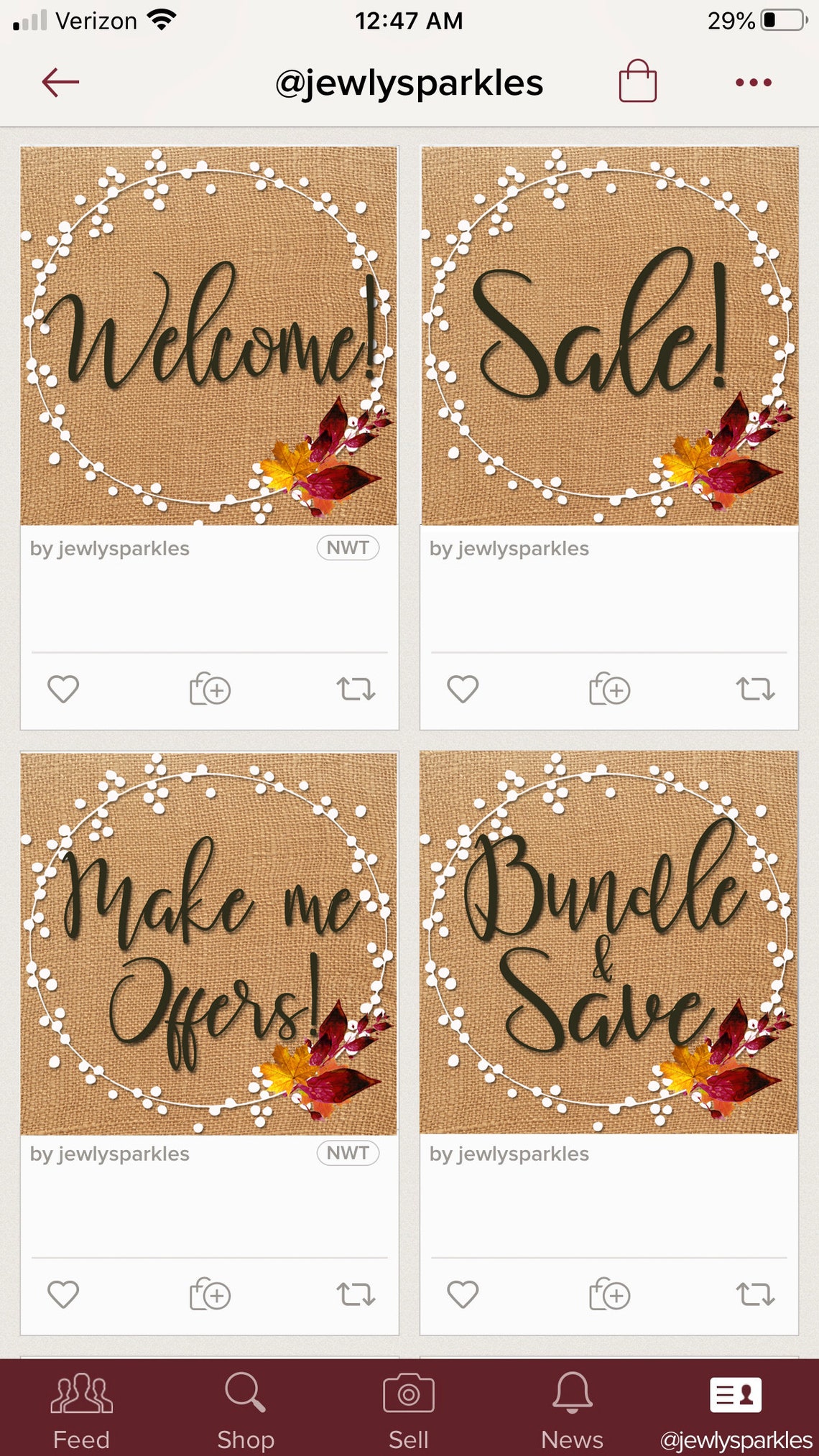 4 Fall Autumn Poshmark Closet Advertisement/sale Signs Digital - Etsy