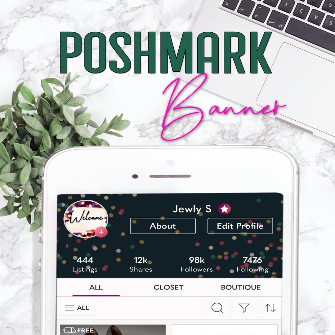 1 Poshmark Multi Colored Confetti Header Banner Instant Digital ...