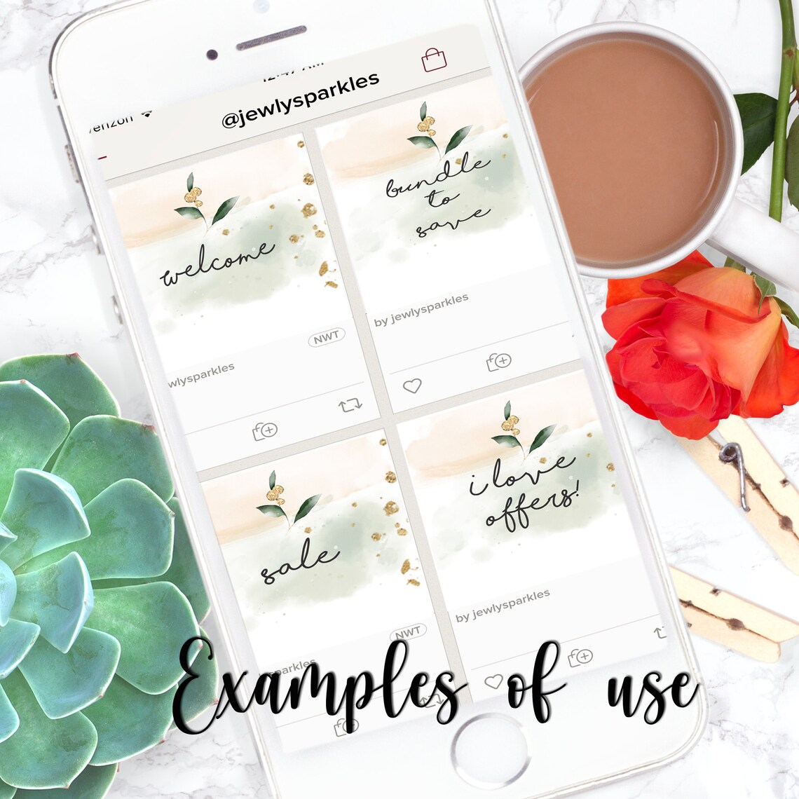 Poshmark Sale Sign Chic Romantic Leaves Instant Digital Download, for ...