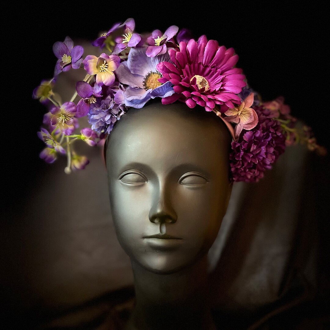 Priestess Crown for the Dark Goddess Hecate. Floral Crown in Purple and ...