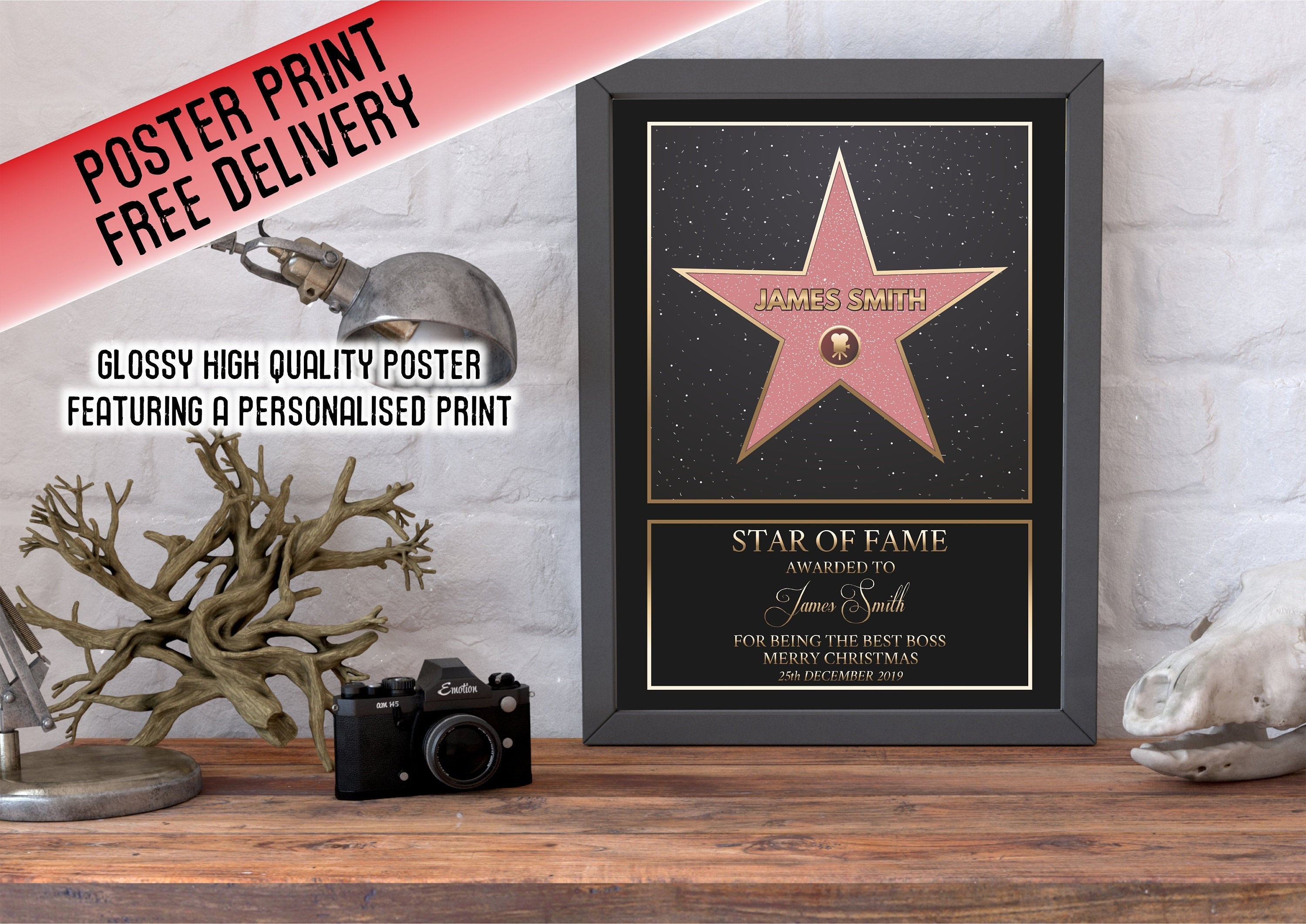Personalised Hollywood Star Walk Of Fame Glossy Poster Print FREE ...