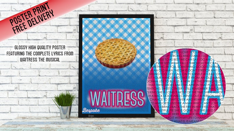 Waitress the Musical Complete Lyrics Glossy Poster FREE DELIVERY - Etsy