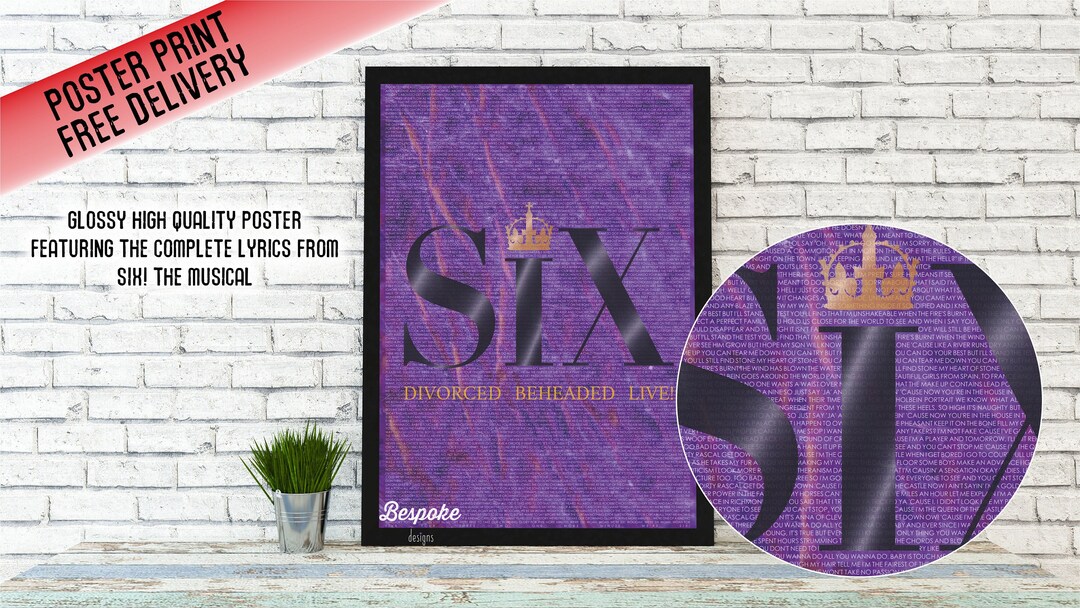 Six the Musical Complete Lyrics Glossy Poster FREE UK DELIVERY - Etsy UK