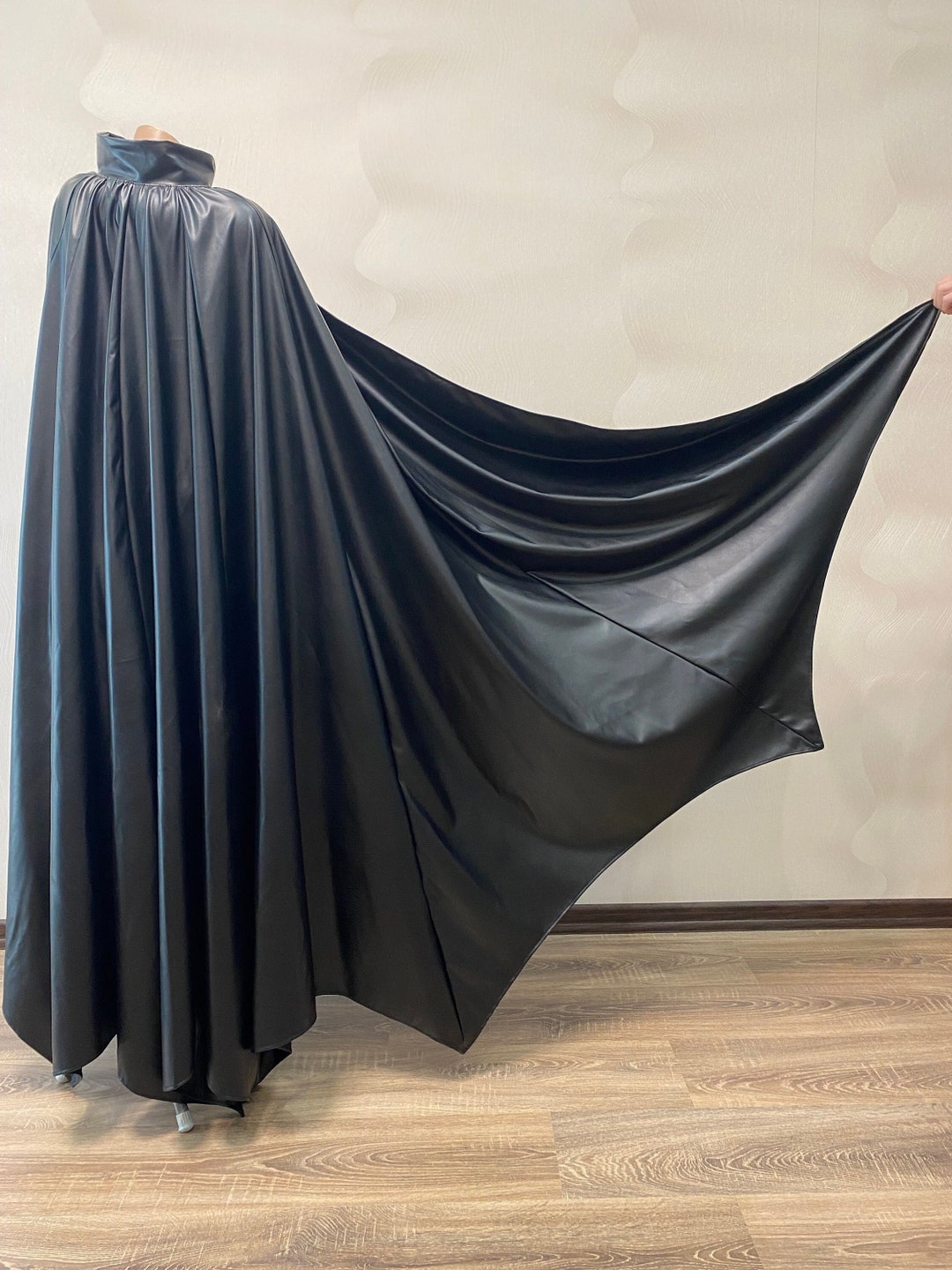 Bat Cape Faux Leather Black Cape Bat Cloak Halloween Costume Bat ...