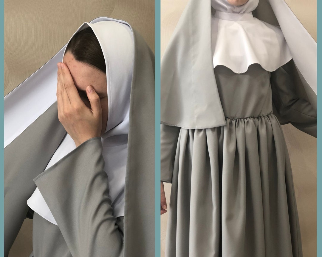 Nun Costume Valak Costume Nun Habit Veil Gray Nun's Costume Medieval ...