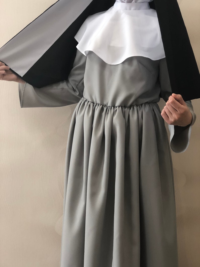 Nun costume Nun habit Veil Gray Black Nuns costume Medieval | Etsy