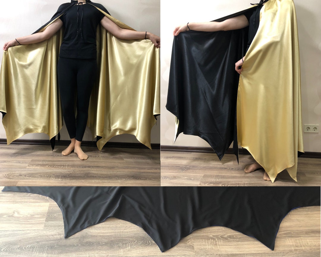 Bat Girl Cosplay Bat Costume Bat Cape Gold Black Bat Cloak Catwomen ...