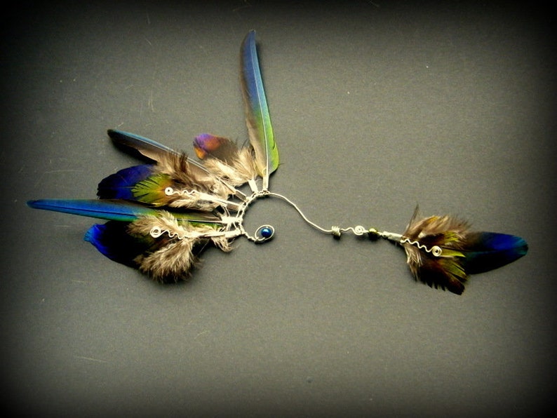 Feather Ear Cuff With Rare Unique Monal Feathers Blue Magic Bird - Etsy