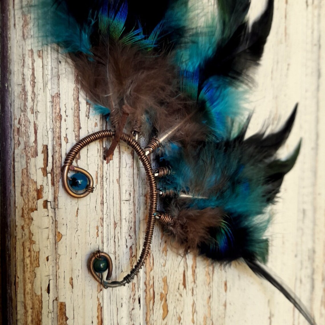 Feather Ear Cuff in Native American Style Black Magic Queen Shaman Boho ...