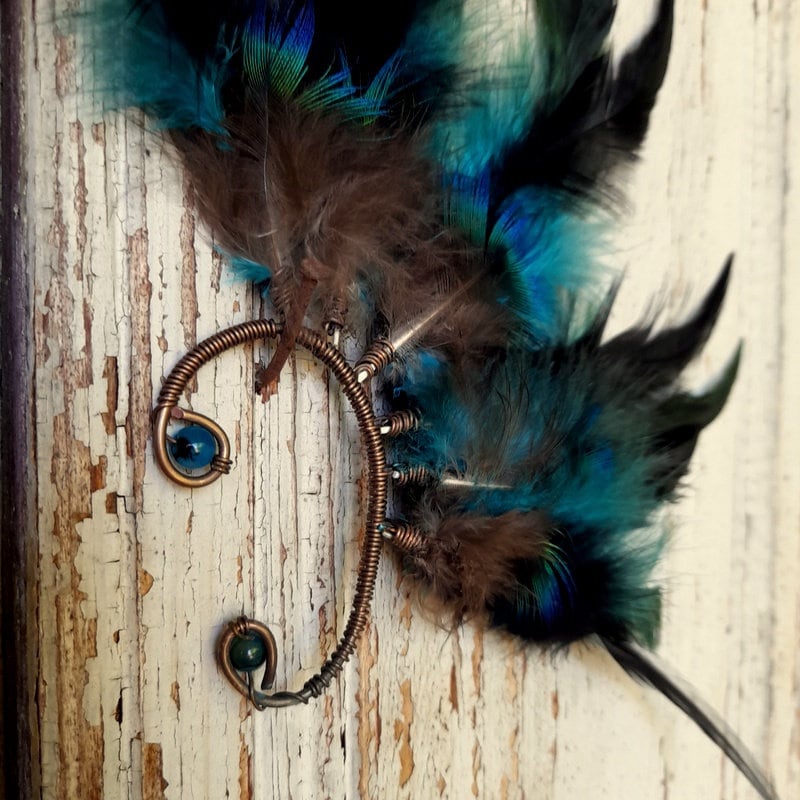Feather Ear Cuff in Native American Style Black Magic Queen Shaman Boho ...
