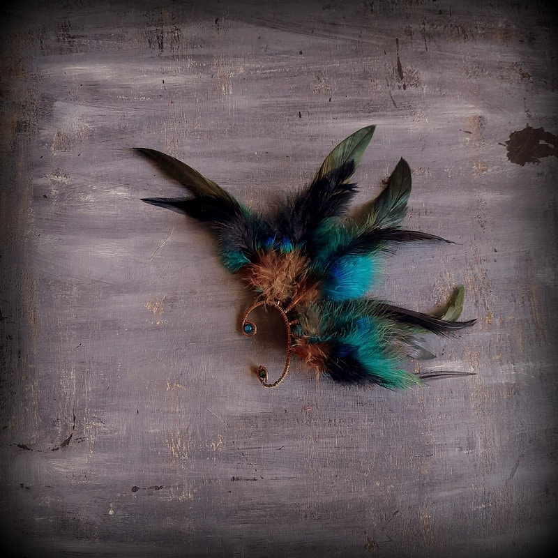 Feather Ear Cuff in Native American Style Black Magic Queen Shaman Boho ...