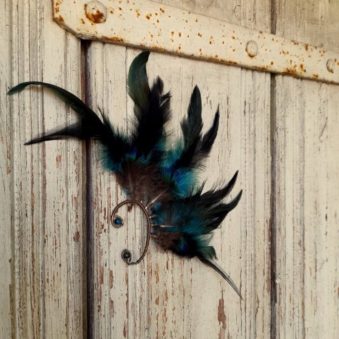 Feather Ear Cuff in Native American Style Black Magic Queen Shaman Boho ...