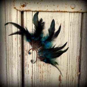 Feather Ear Cuff in Native American Style Black Magic Queen Shaman Boho ...