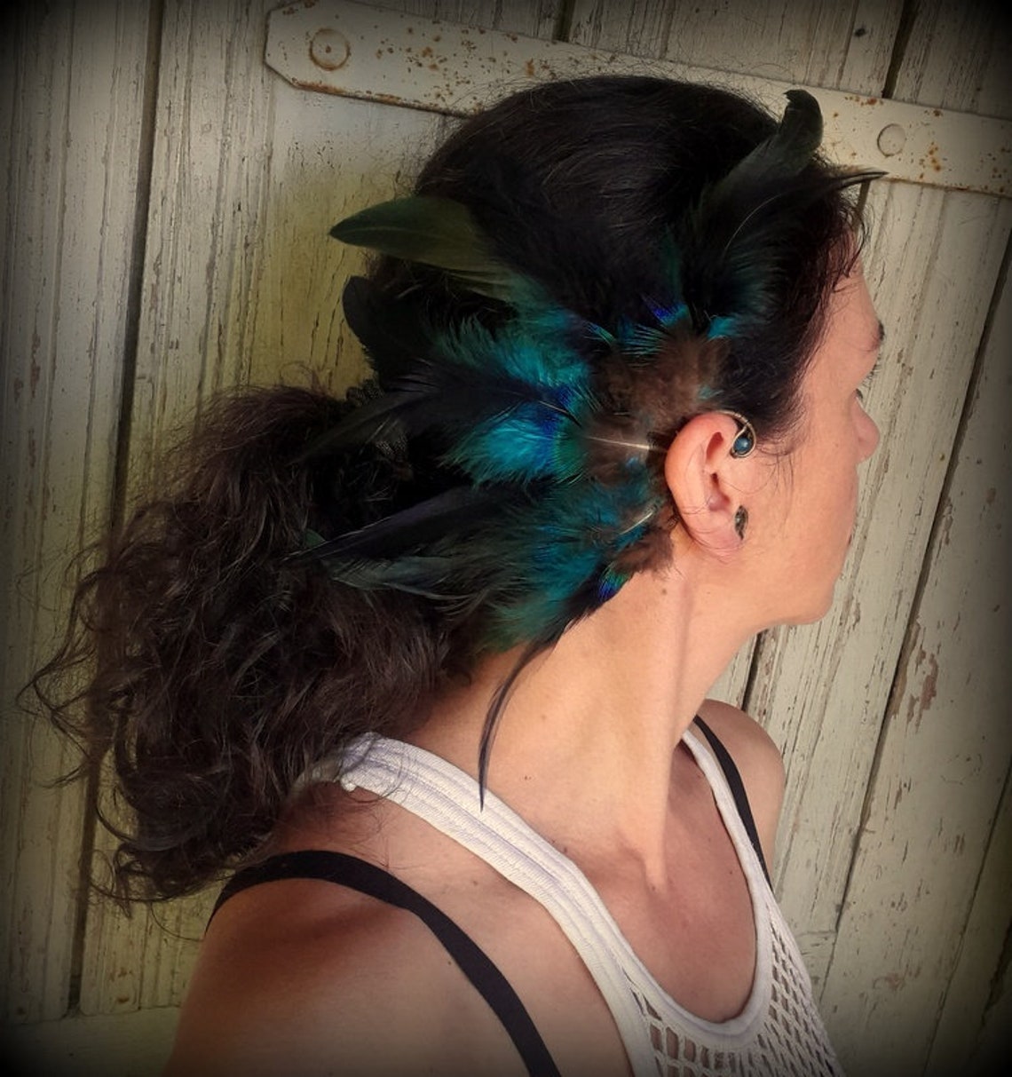 Feather Ear Cuff in Native American Style Black Magic Queen Shaman Boho ...