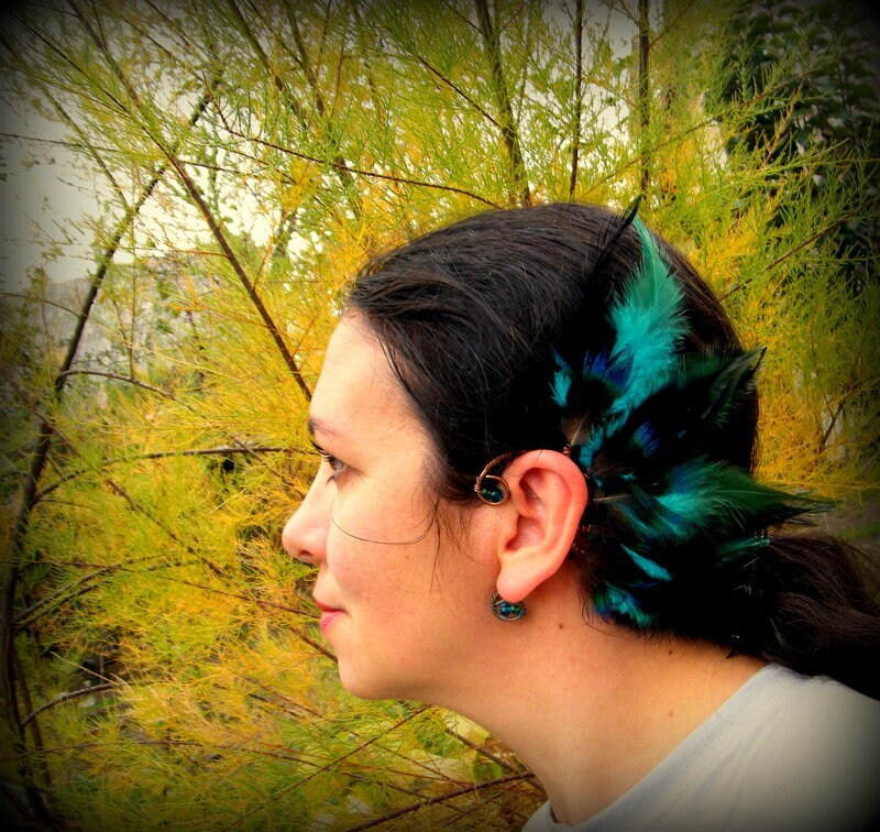 Feather Ear Cuff in Native American Style Black Magic Queen Shaman Boho ...