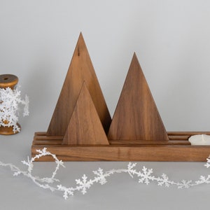 Forest Landscape Table Centerpiece, Wood Trees With Base Set of 3, Tree ...