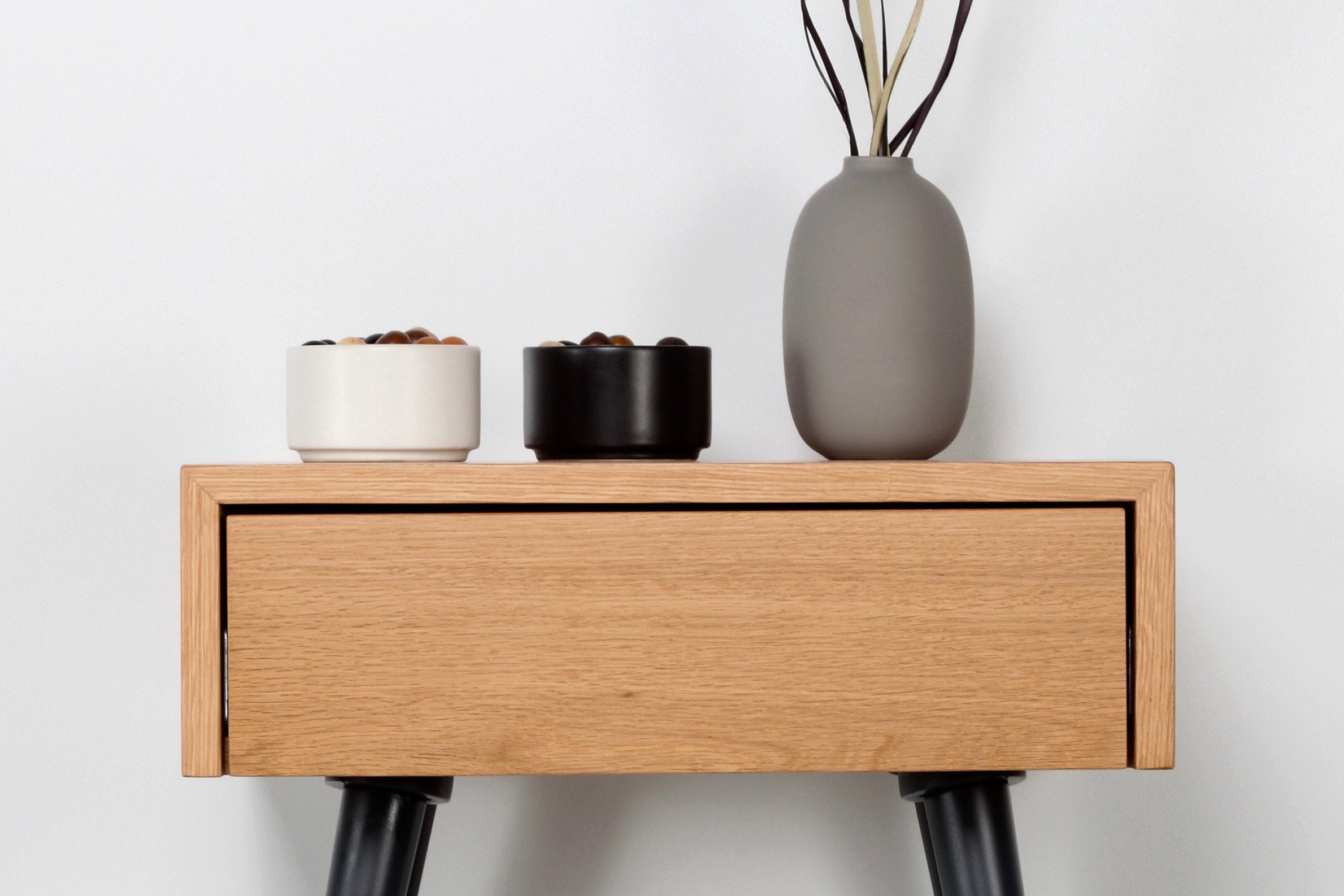 Scandinavian Modern Nightstand in Oak With Drawer Mid Century - Etsy
