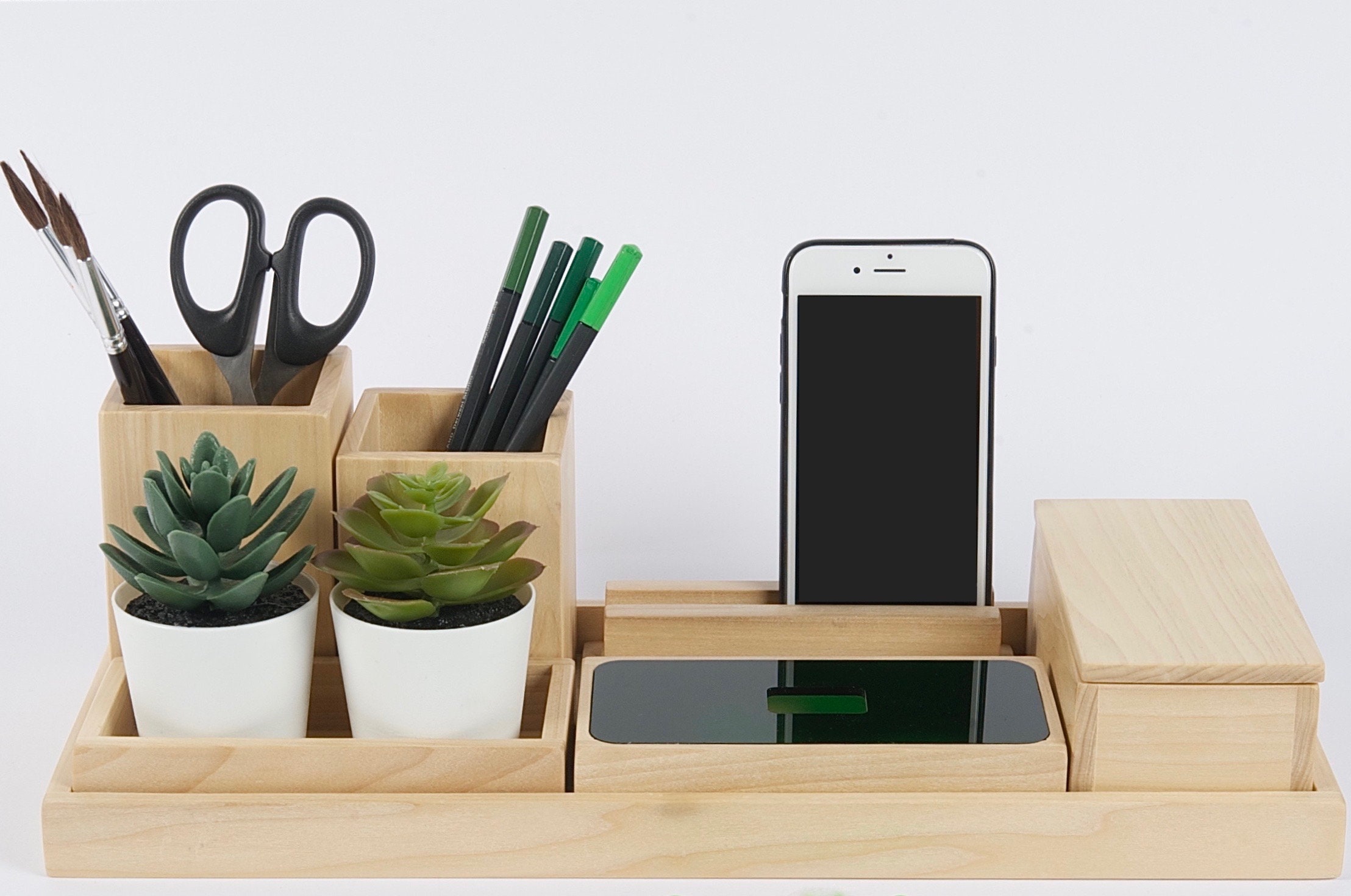 Office Accessories for Men and Women, Wooden Desk Organizer for Him ...