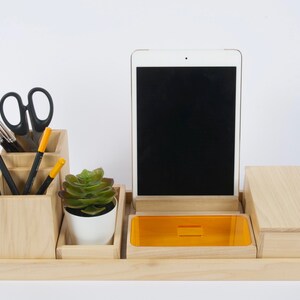 Desk Accessories Set Gift for Men, Wood Office Desk Organizer, New Job ...