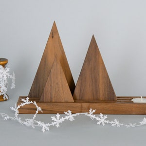 Forest Landscape Table Centerpiece, Wood Trees With Base Set of 3, Tree ...