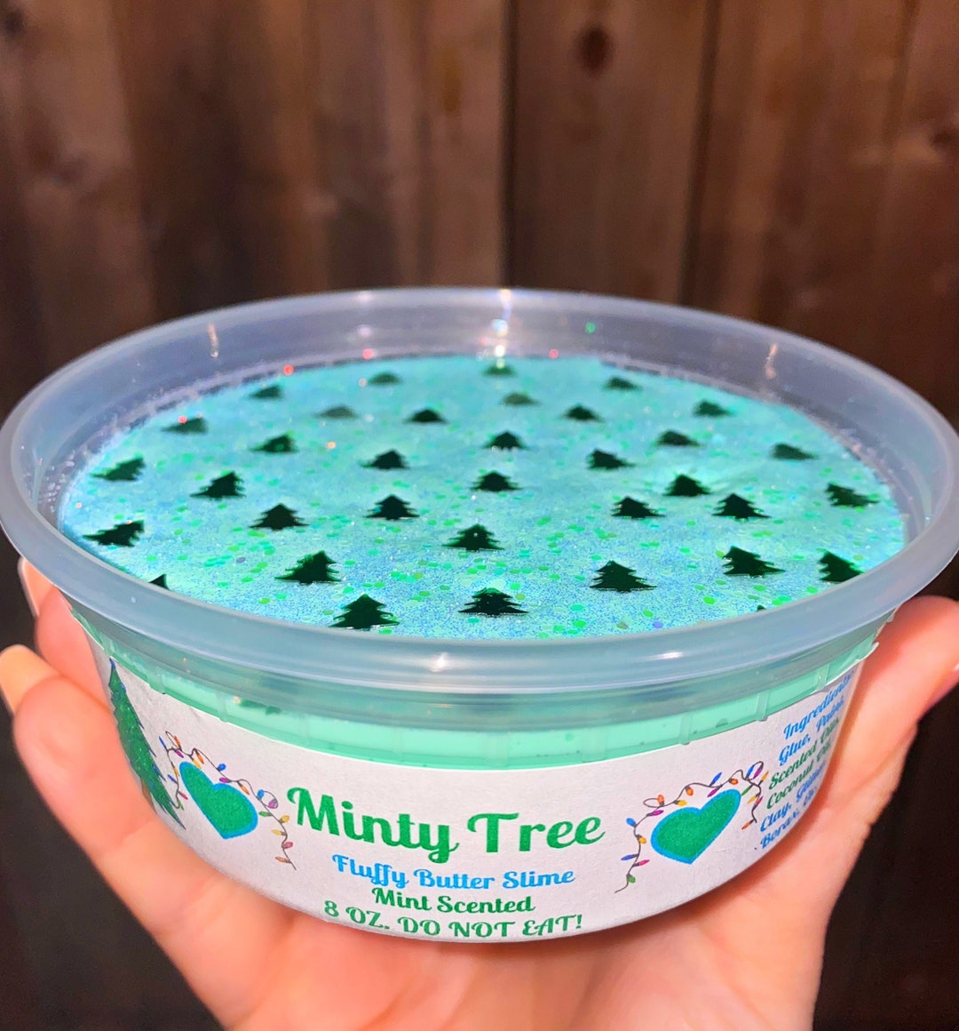 8 Oz.- Minty Tree- Butter Fluffy Slime- Mint Christmas Tree Slime ...