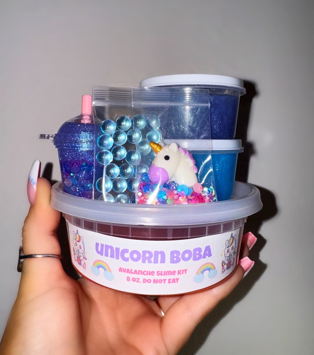 8 Oz.unicorn Boba Slime Kit Avalanche Thick Ice Glossy Slime Inspired ...