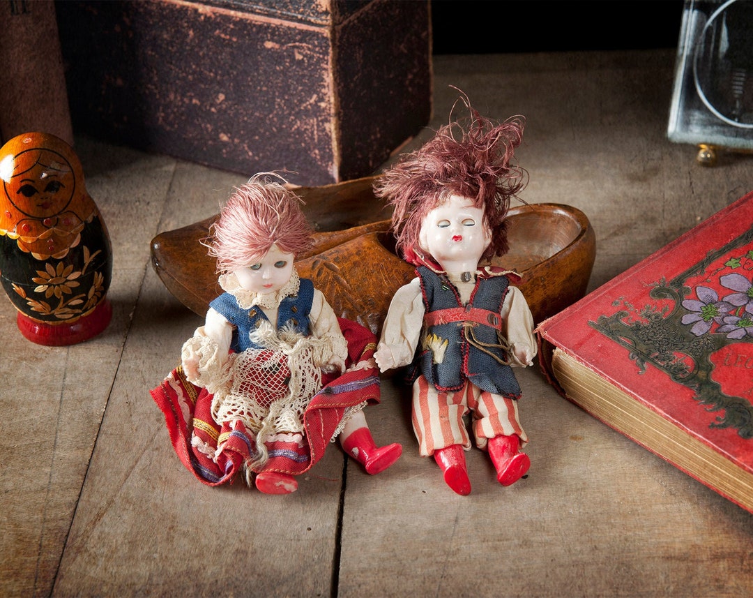 2 Small Vintage Dolls for Decoration, Folkloric Dolls, Vintage Children ...