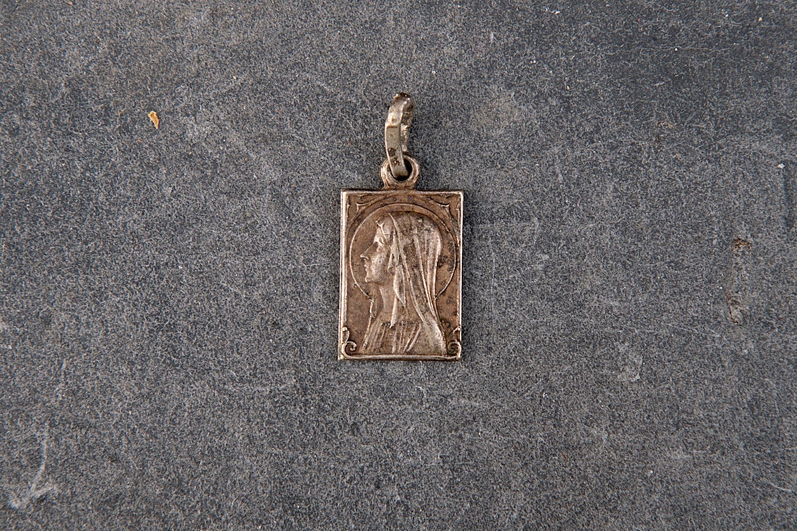 Vintage Religious Rectangular Medal, Virgin Mary and Our Lady of ...