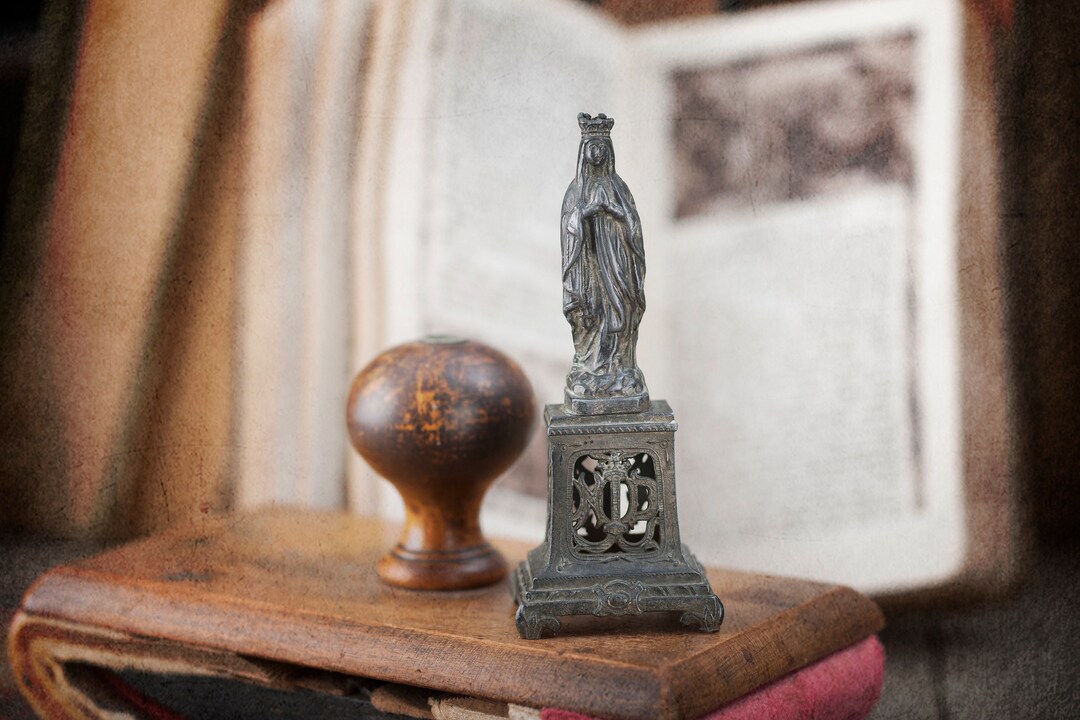 French Vintage Virgin Mary Metal Statue Souvenir of Our Lady - Etsy