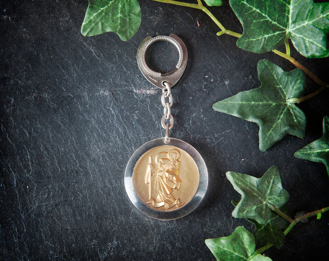Vintage Saint Christopher Key Chain, Catholic Key Ring, St Christopher ...