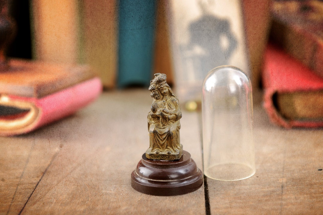 Small Golden Statue of Our Lady of the Port Metal Figurine, Religious ...