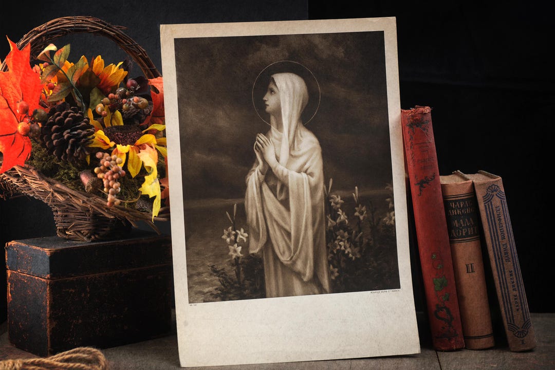 Vintage French Virgin Mary Print: Christian First Communion Art - Etsy