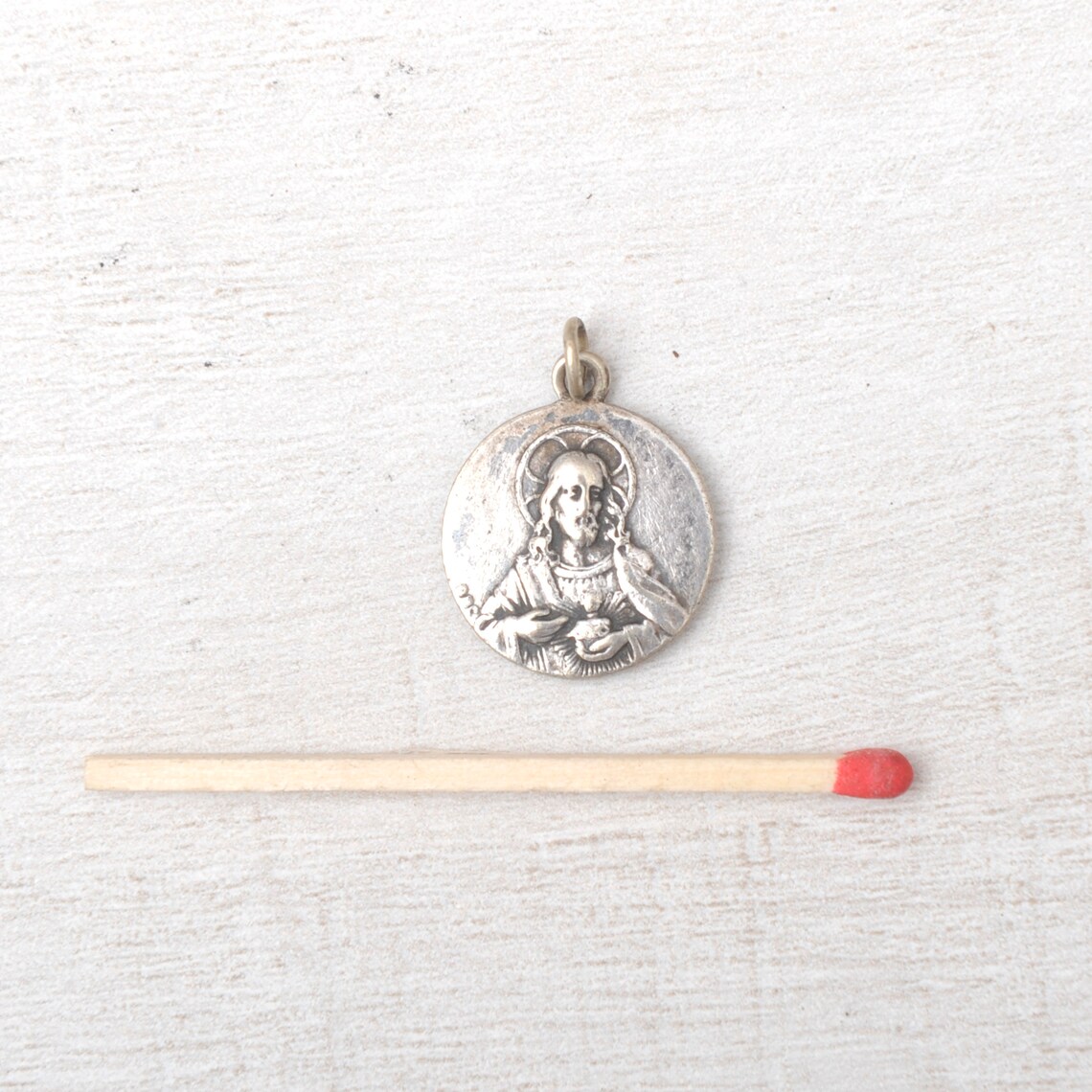 Vintage Religious Medal Sacred Heart and Scapular O Mi Jesu - Etsy