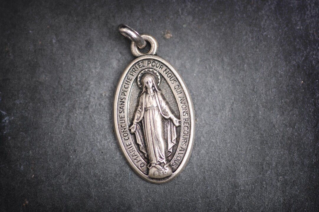 Vintage French Miraculous Virgin Mary Medal: Catholic Religious Pendant ...