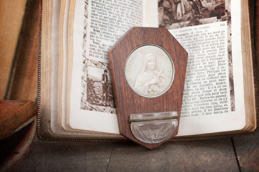 Large Vintage Wooden Holy Water Font, Saint Teresa, French Stoup ...