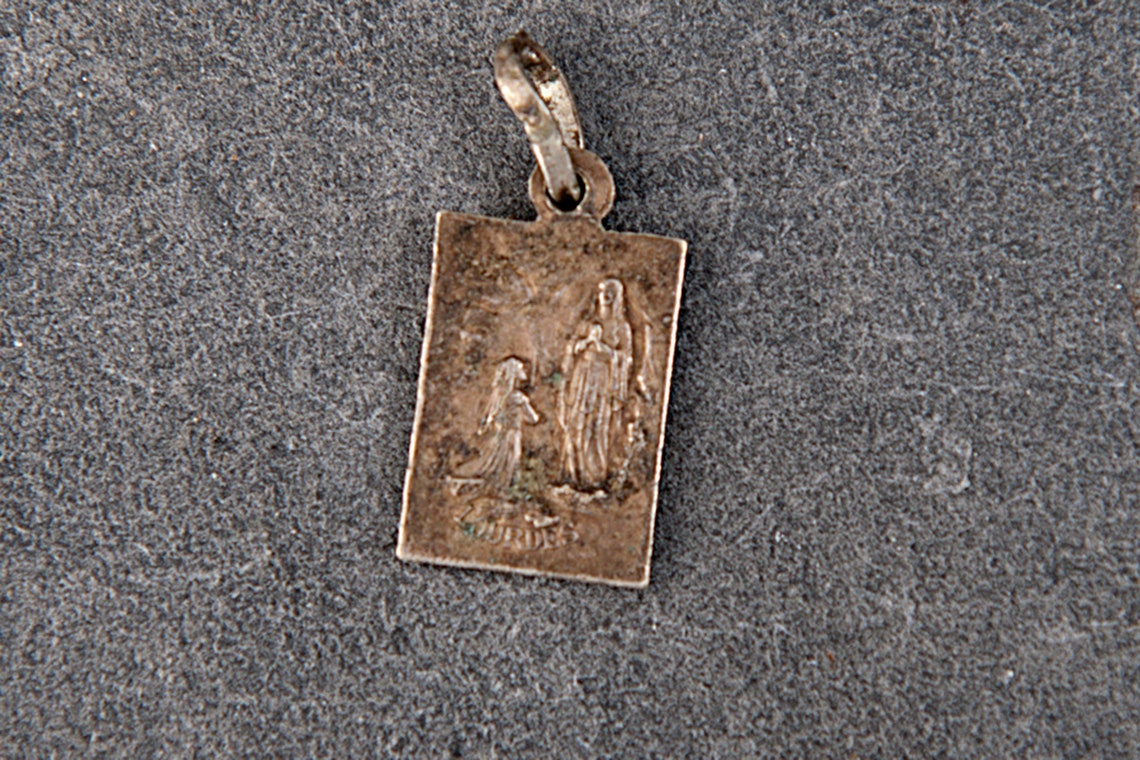 Vintage Religious Rectangular Medal, Virgin Mary and Our Lady of ...