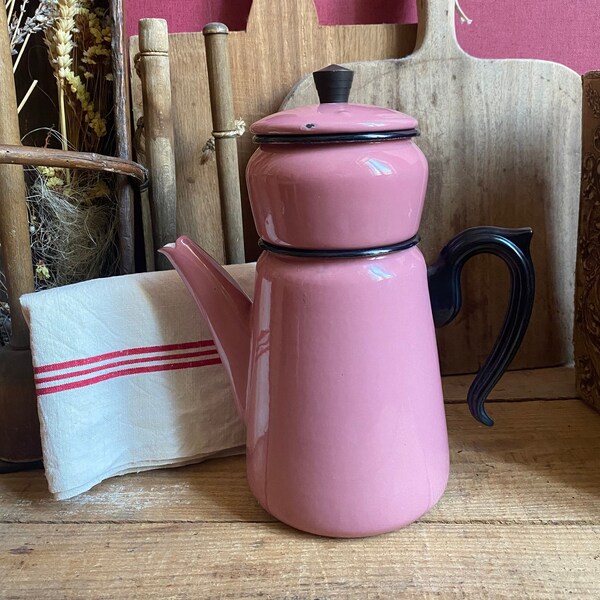 Pink Enamelware Coffee Pot - Etsy