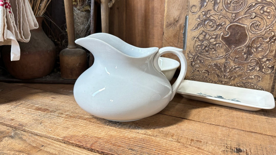 1930s Rare and Antique Fenal Badonviller Water Jug, Ironstone Water Jug ...