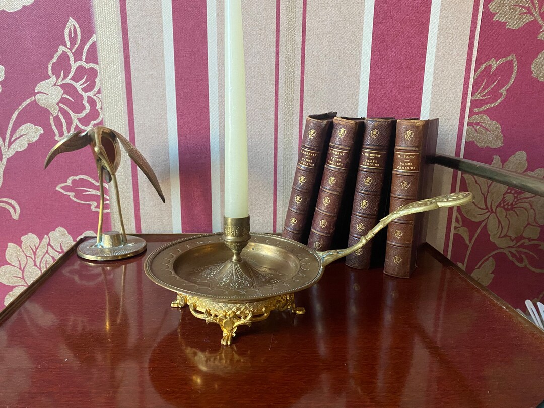 1870's Bishop's Candlestick With Episcopal Hand Gilt Bronze and Brass ...