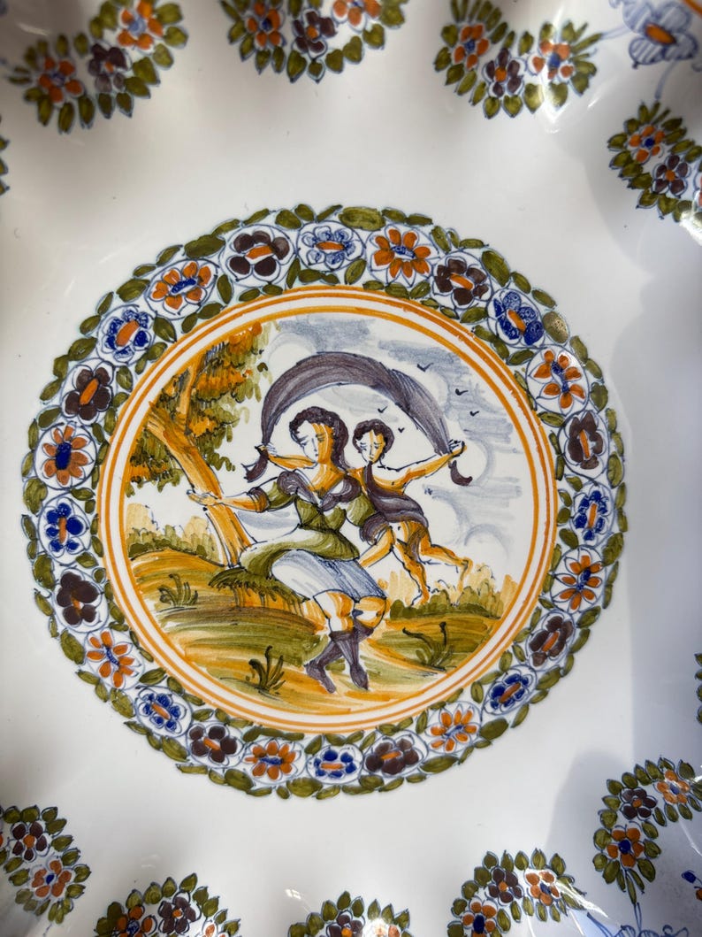 French Faience Plate Moustiers Style Signed - Etsy