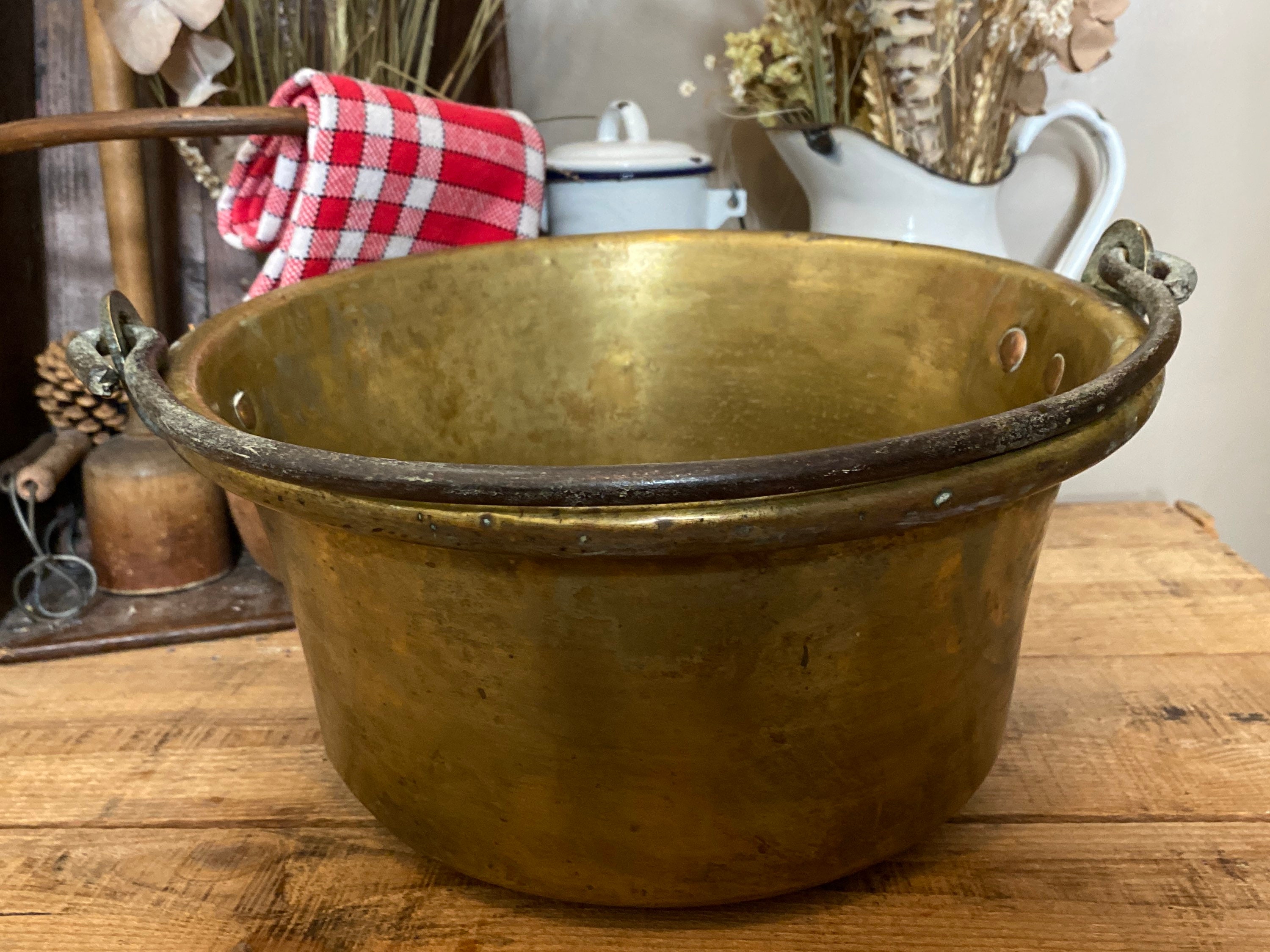 Vintage Copper Brass Cauldron French Antique Pan Cauldron - Etsy