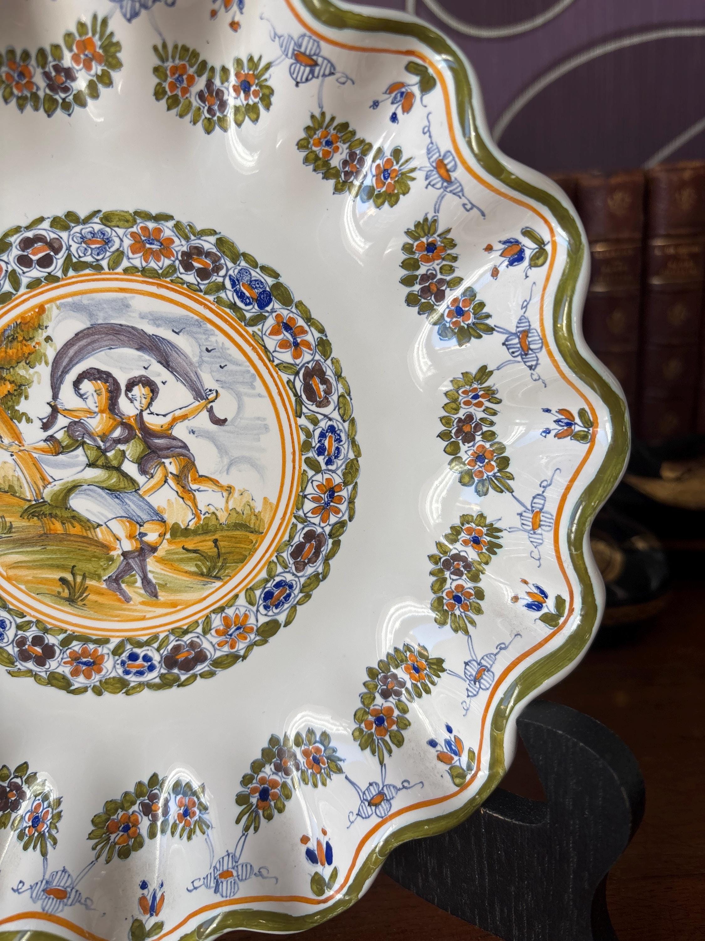 French Faience Plate Moustiers Style Signed - Etsy
