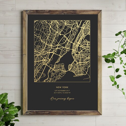 A4 Custom Foil Round Map Print Any Location Personalised - Etsy UK