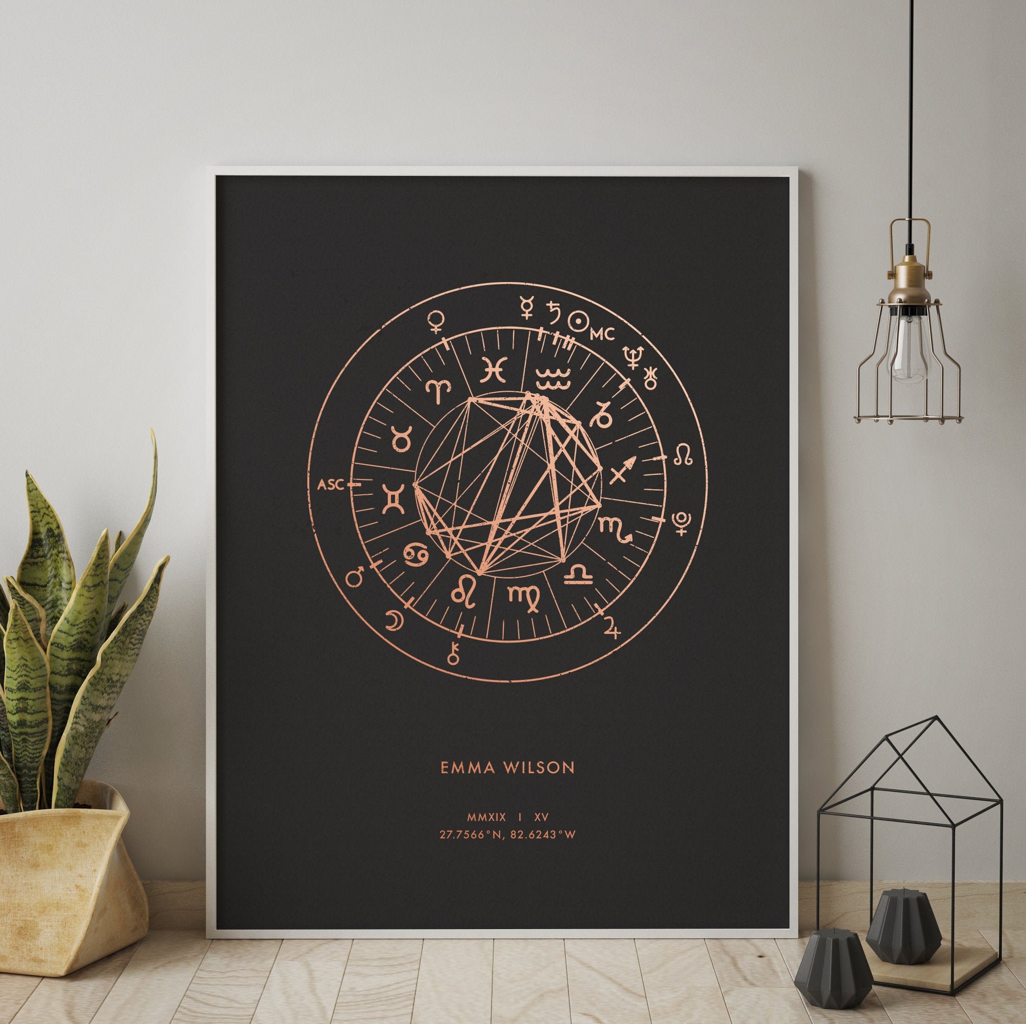 Custom birth chart art in metallic foil. Astrology chart by | Etsy
